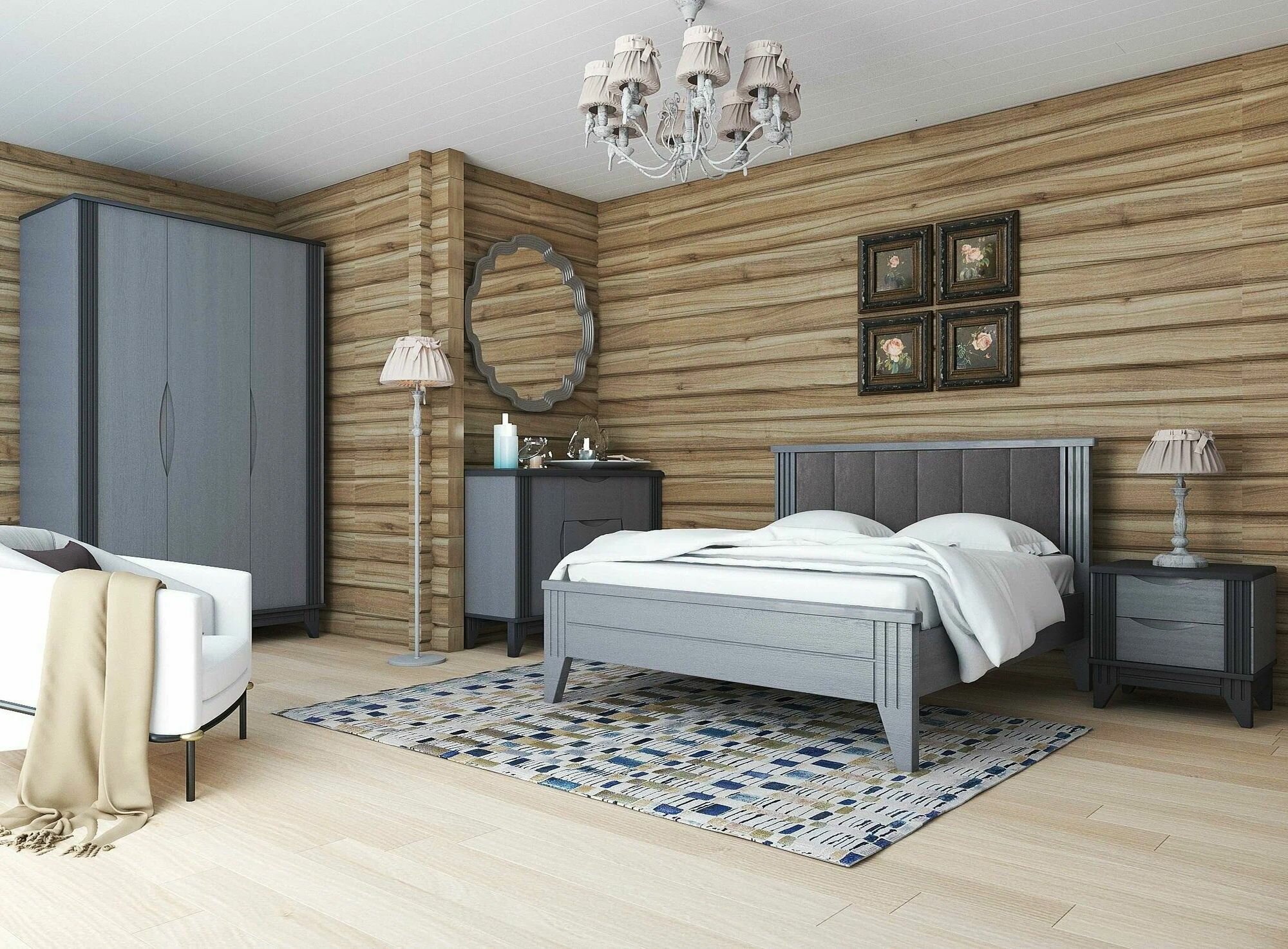 Спальня Олимпия G-54-1 цвет Серый Гранит, массив дуба