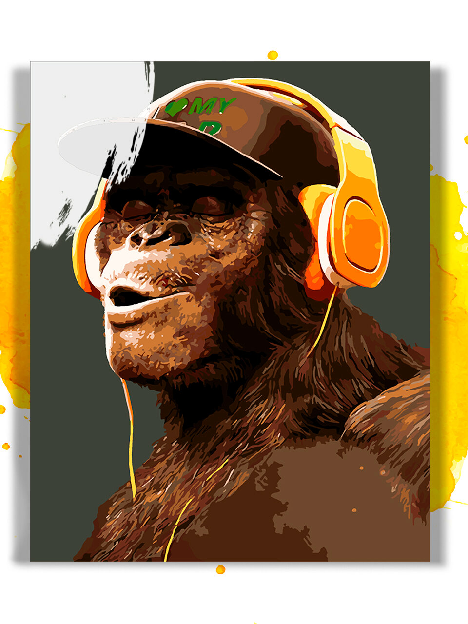 Картина по номерам на холсте Серия Три Обезьяны - не слышу, 40 х 50 см