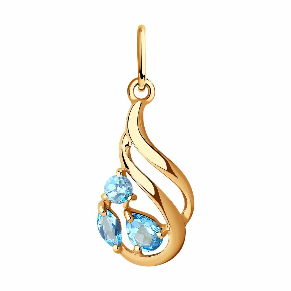 Подвеска, красное золото, 585 проба, топаз