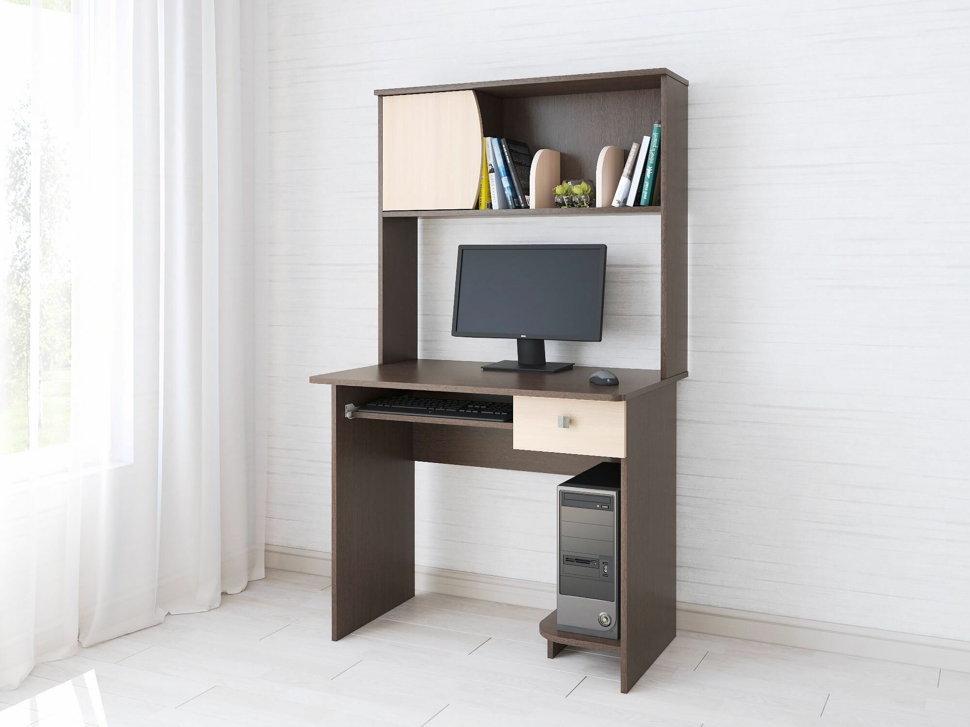 Стол компьютерный с надстройкой тэкс Грета-4, цвет венге/дуб сонома