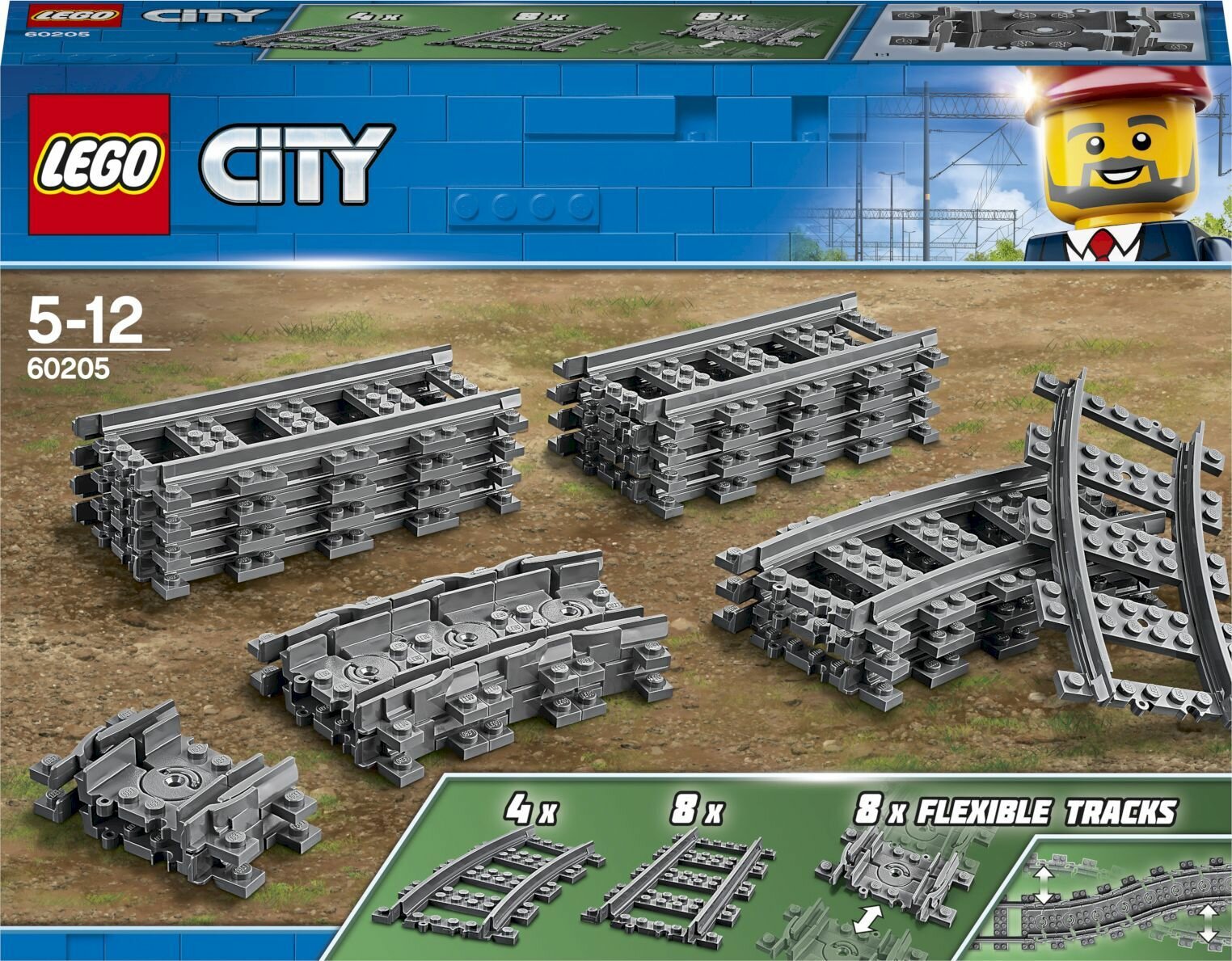 Конструктор LEGO City Trains Рельсы, 20 деталей, 5+, 60205