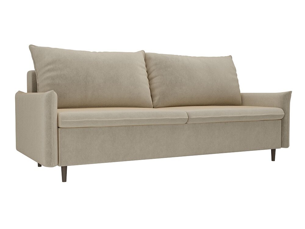 Прямой диван Хьюстон Бежевый Микровельвет, еврокнижка, 220х100х90 см, с ящиком для белья