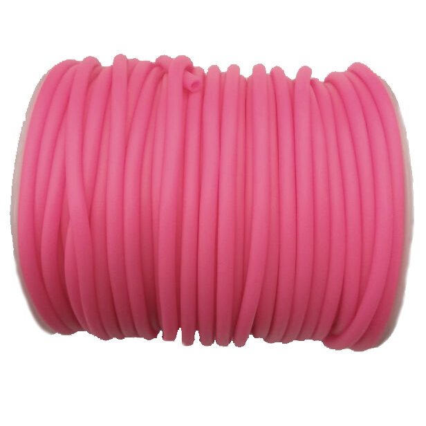 Шнур резиновый полый, около 3мм, неоновый ярко-розовый, 5 метров