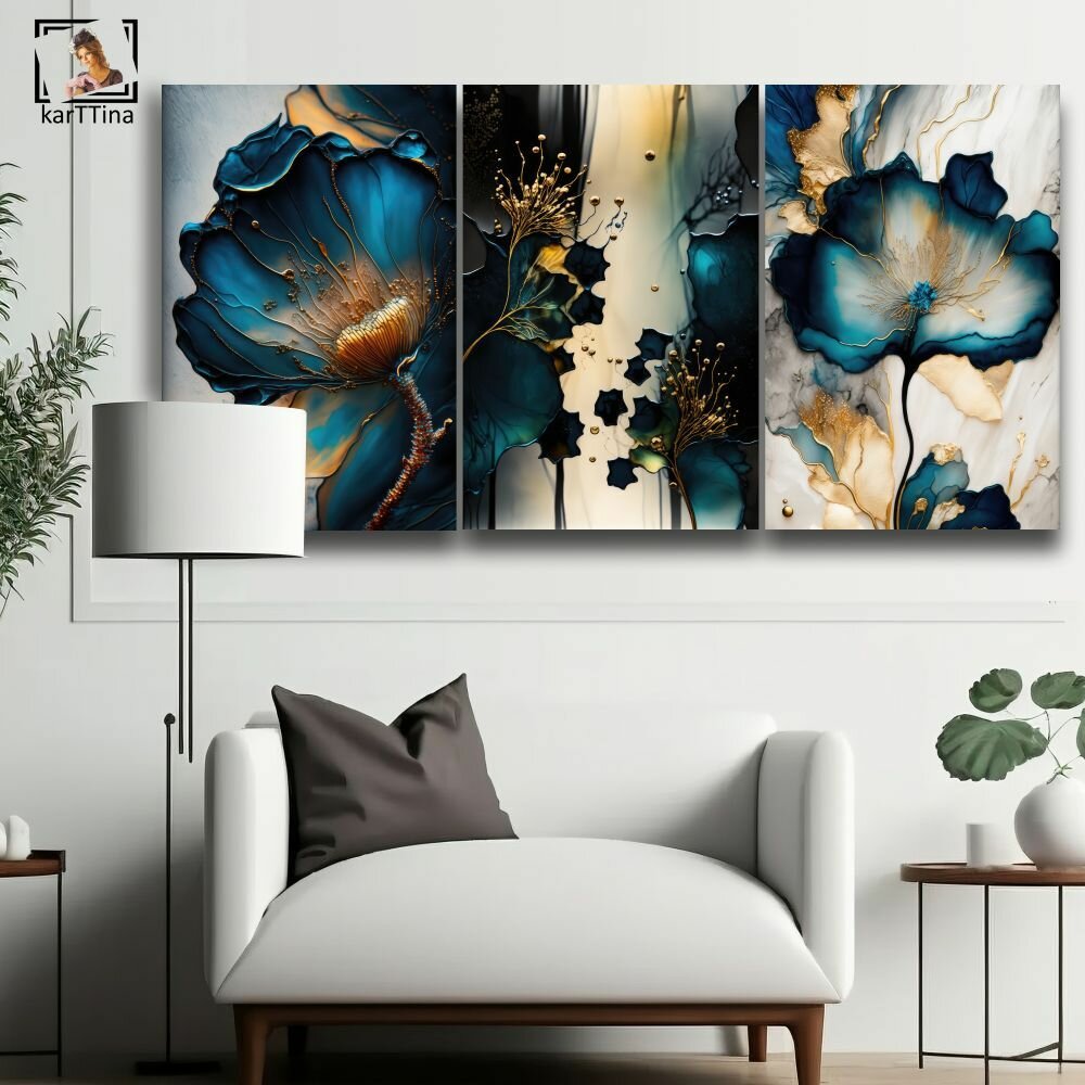 "Цветы текучие флюиды"150 см х 70 см