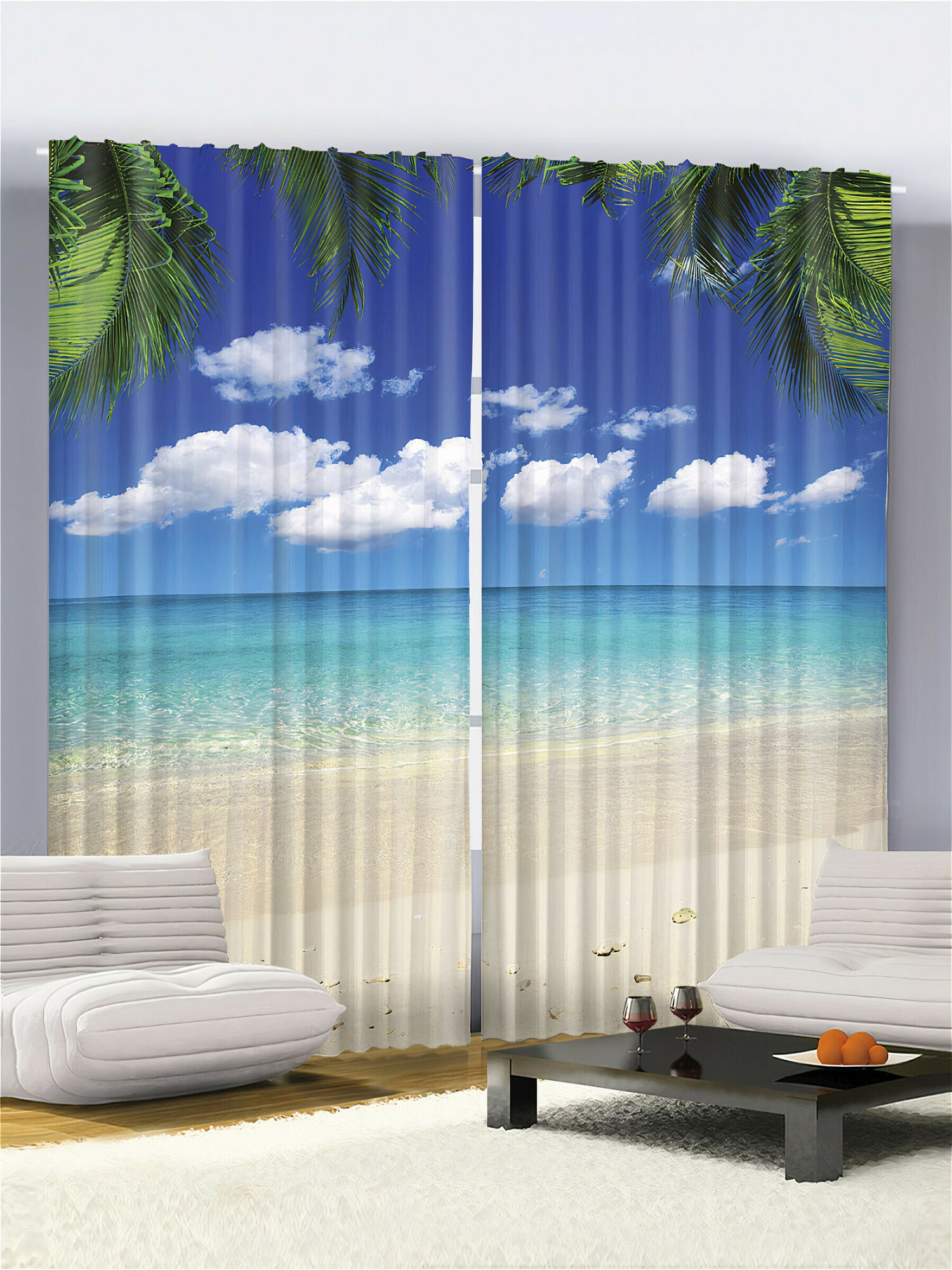 Фотошторы из ткани габардин 150-260 см 2 шт. /3D шторы / В детскую / Для гостиной, спальни и кухни