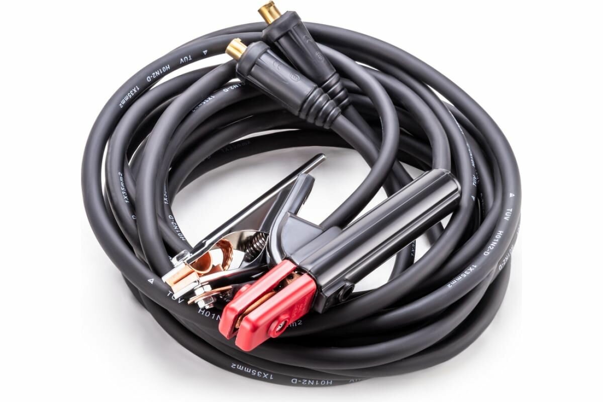 Сварочный кабель FOXWELD Два провода по 5 м, сечение 35 мм2, с электрододержателем и зажимом (7023)