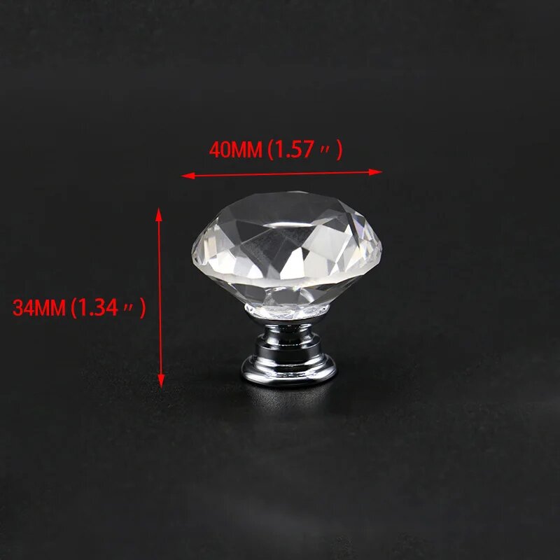 Ручка-кнопка "Алмаз" Silver 40mm 10 шт.