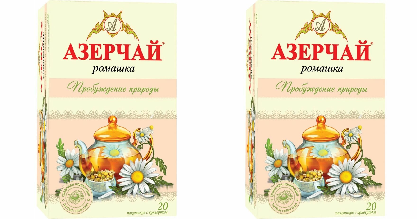 Азерчай Чай в пакетиках Пробуждение природы, с ромашкой, 20 шт, 2 уп