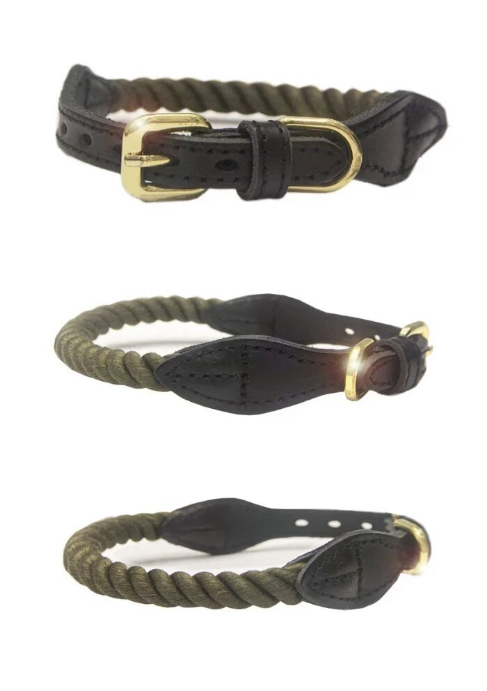 Ошейник Japan Premium Pet "С Характером", натуральный, цвет хаки, для собак