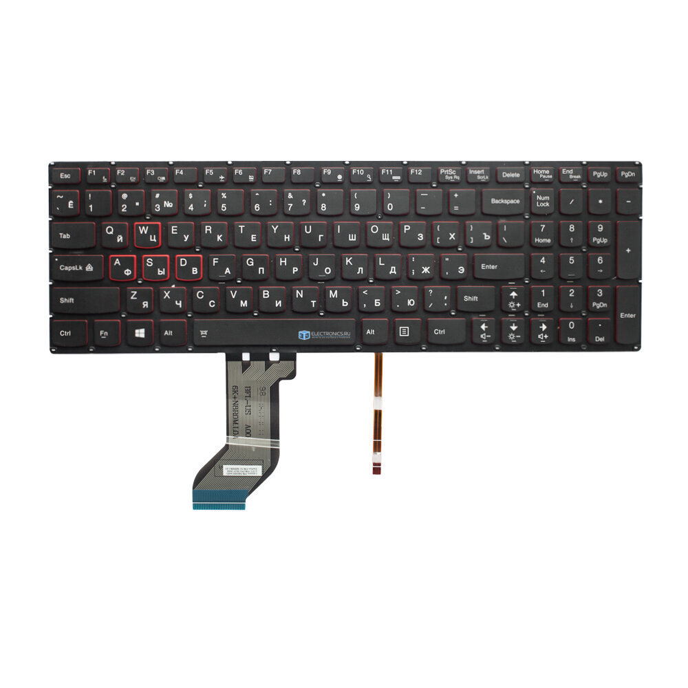 Клавиатура с подсветкой клавиш для ноутбука Lenovo IdeaPad Y700-15ISK / IdeaPad Y700-15ACZ - черная