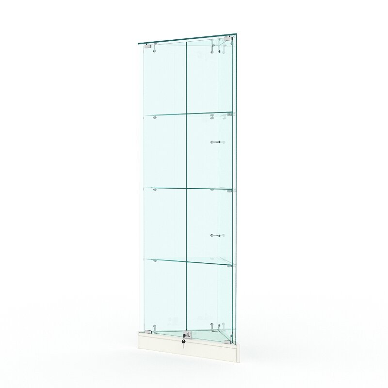 Витрина стеклянная "истра" угловая №1ХП-У трехгранная (с дверками, бока - стекло), Белый