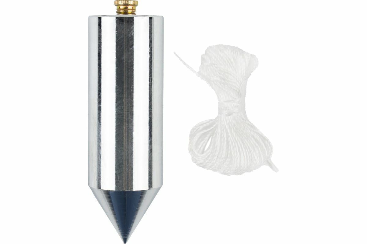 Шабашка Цилиндрический отвес металл, шнур 5 м, 500 г, код 228541 для строительных работ