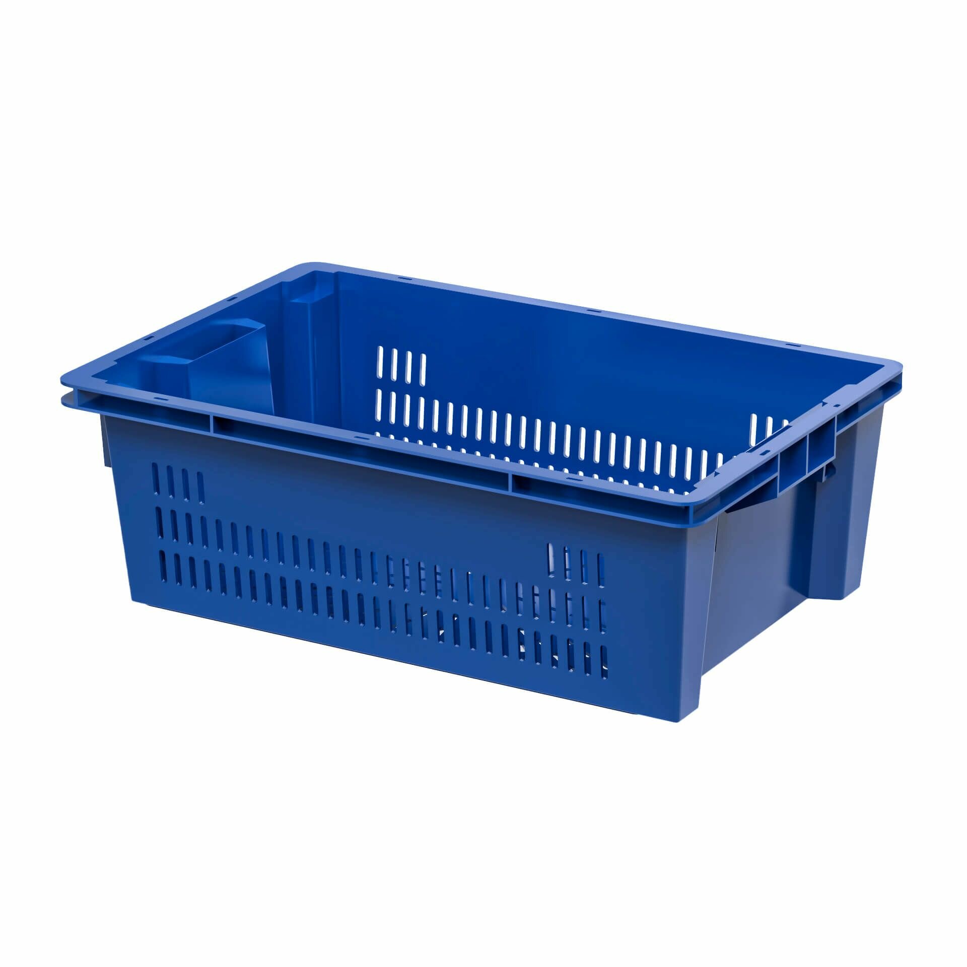 Ящик для овощей, фруктов и хлеба перфорированный синий, 600х400х200