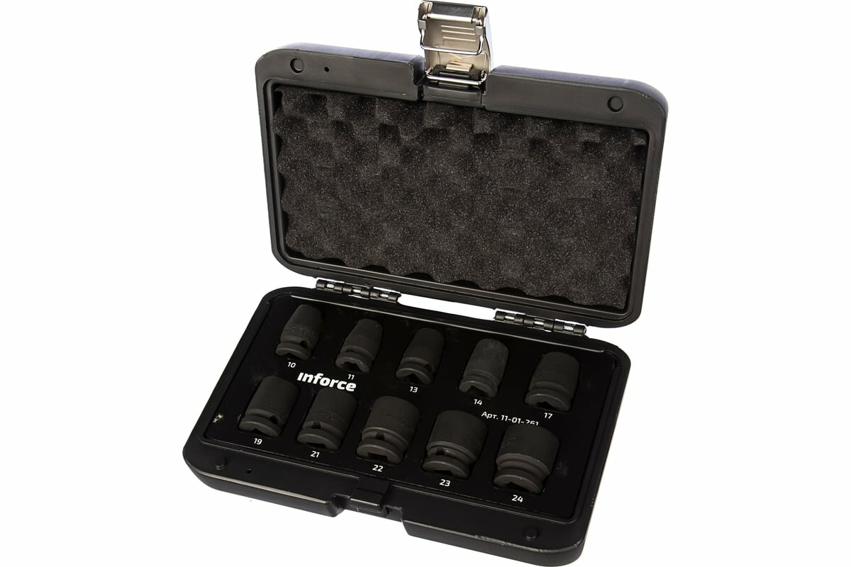 Inforce 11-01-261 Набор торцевых ударных головок 1/2 дюйма, диаметр 10–24 мм