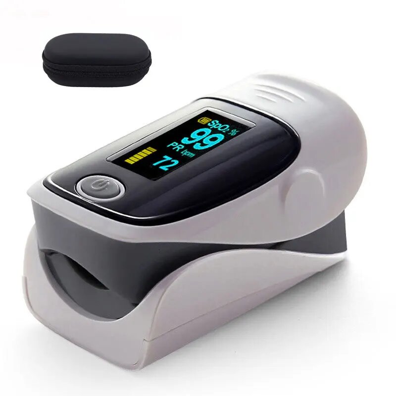 Цифровой пульсоксиметр JYouCare с OLED-дисплеем, измерение SpO2 и ЧСС, с функцией YK80A gray case