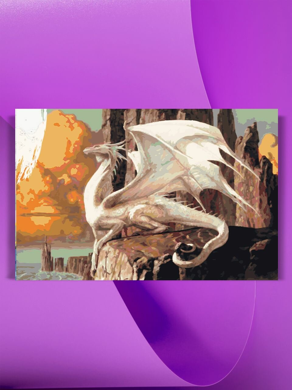 Картина по номерам на холсте Белый дракон, 40 х 60 см