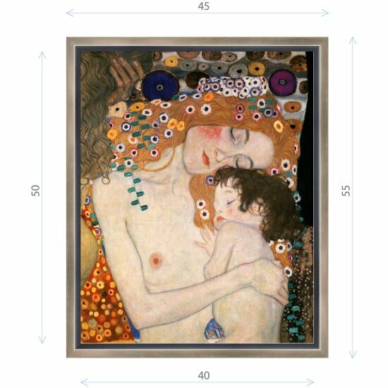 Картина Декор Депо Густава Климта Мать и дитя Матовый холст в раме 55х45 см