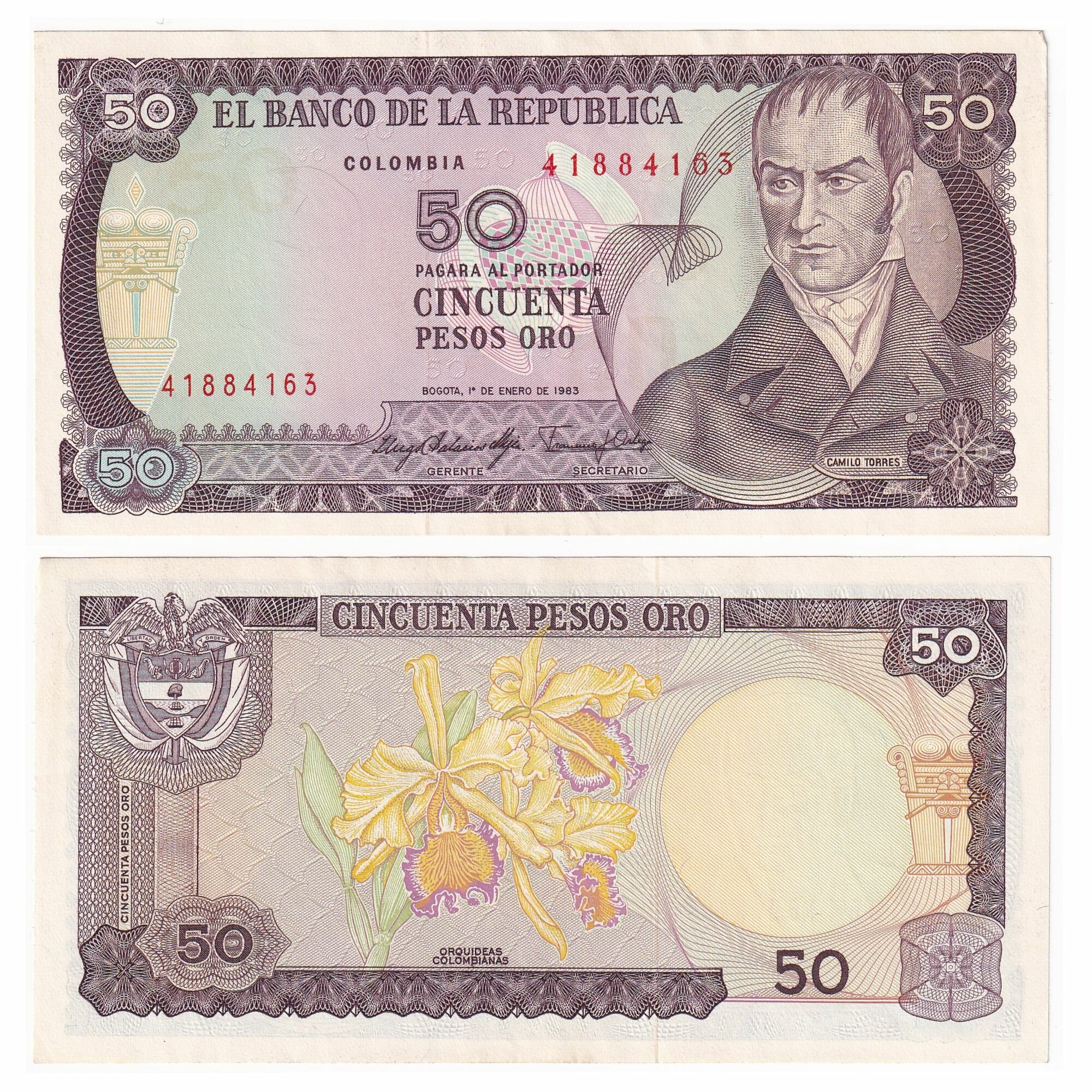 Банкнота Колумбия 50 песо 1983 год Extremely Fine (XF) Pick 422b