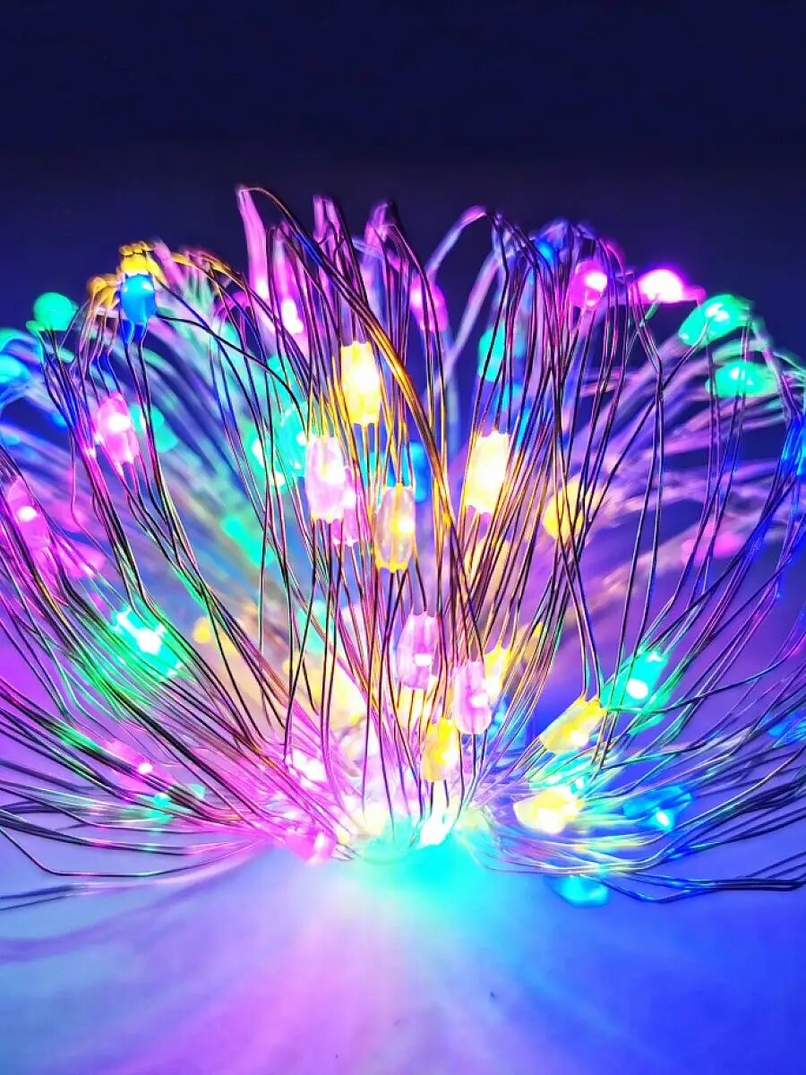 Светодиодная гирлянда 5м, 50 мини LED ламп, на батарейках