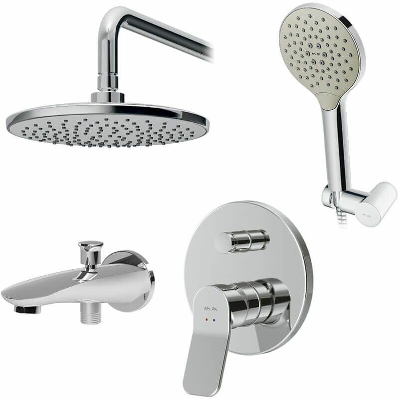 FB85A10020 Набор AM.PM X-Joy смеситель, верхний душ 220 мм, держатель для верхнего душа, душевой набор, хром