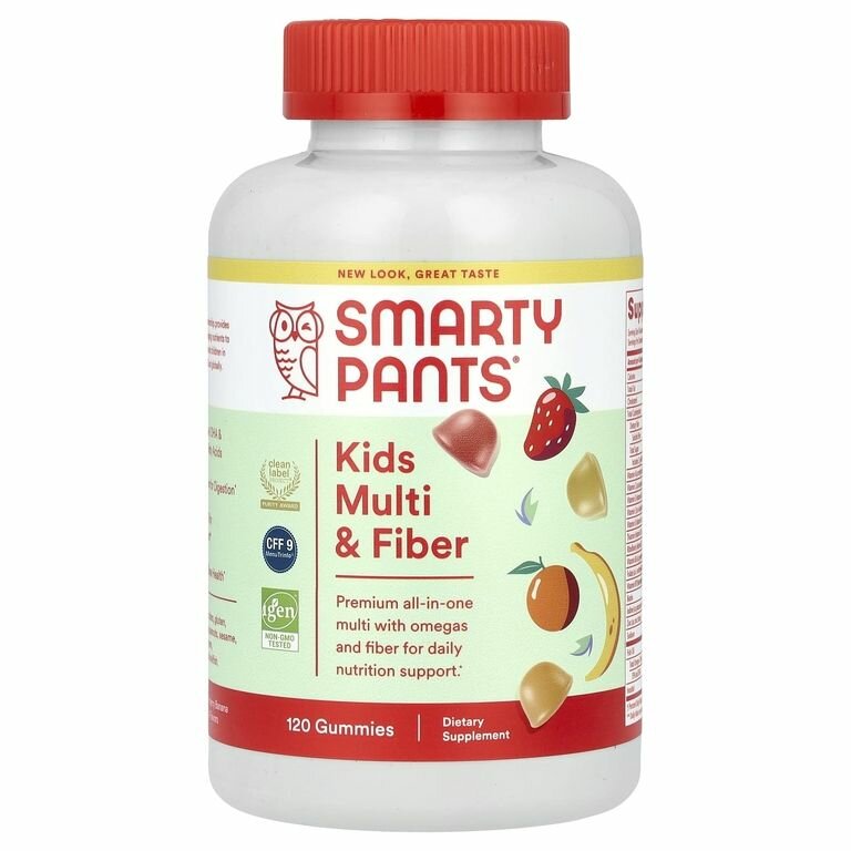 SmartyPants, Multi&Fiber, мультивитамины и клетчатка для детей, фруктовый вкус, 120 жевательных таблеток
