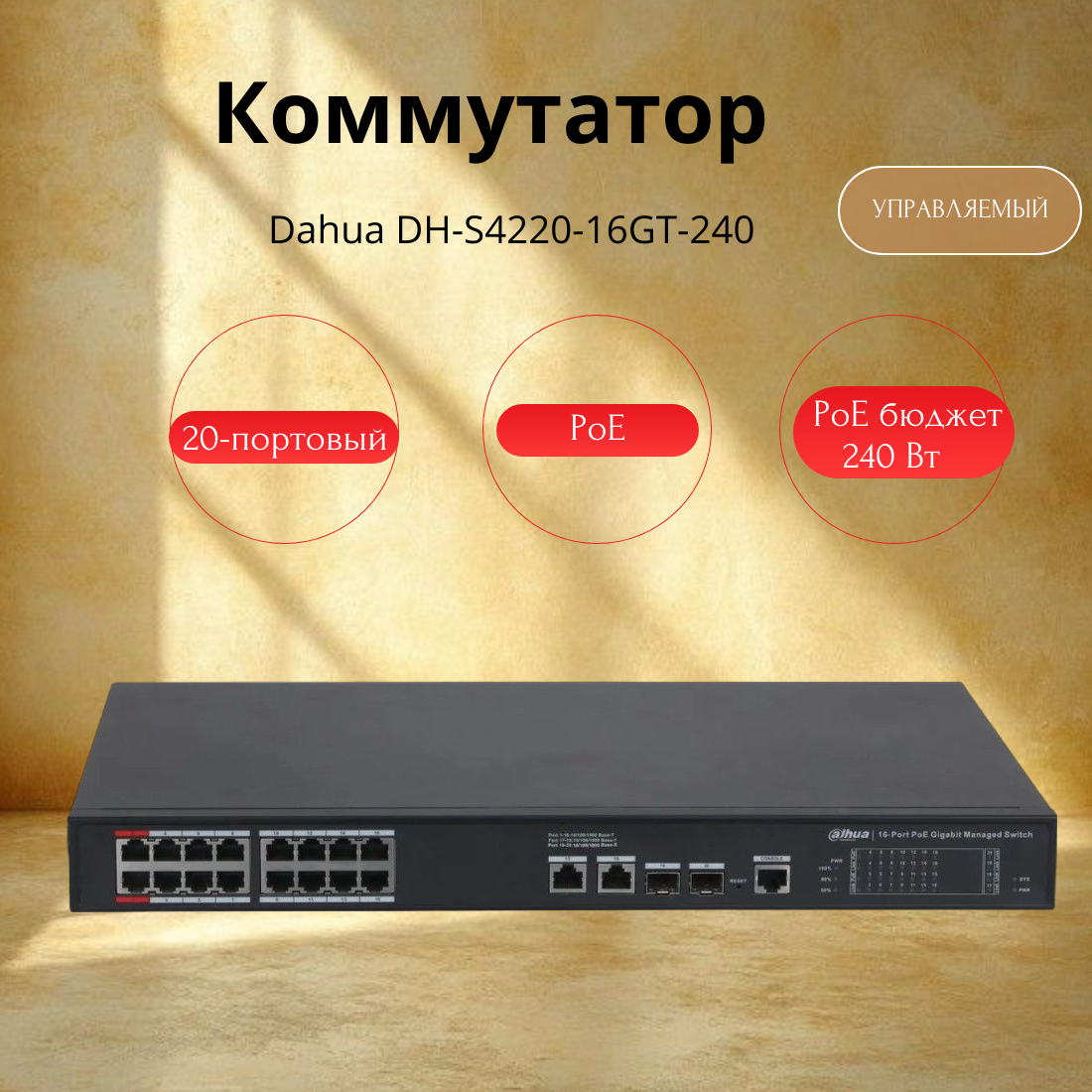 Коммутатор Dahua DH-S4220-16GT-240