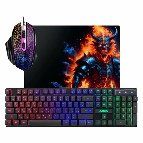 Комплект (клавиатура+мышь) Defender Alion GS-987, USB, проводной, черный [52987]