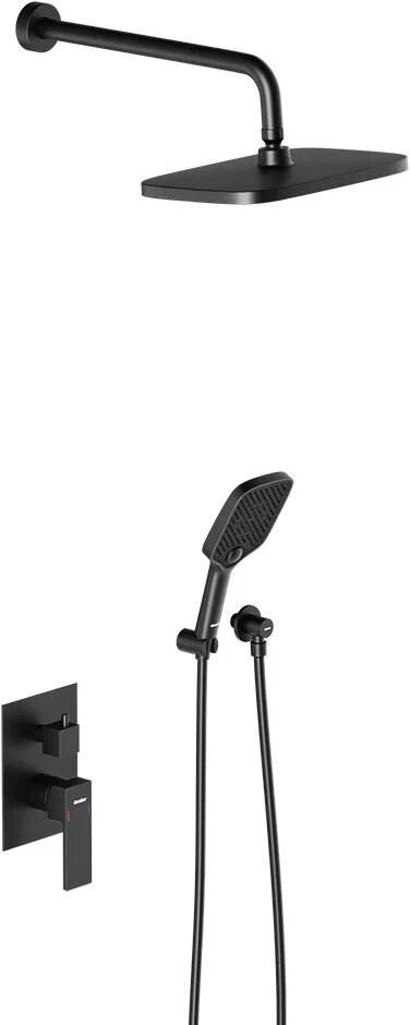 Душевой комплект Damixa Gala 953520300 со смесителем, 300x210 мм, черный матовый