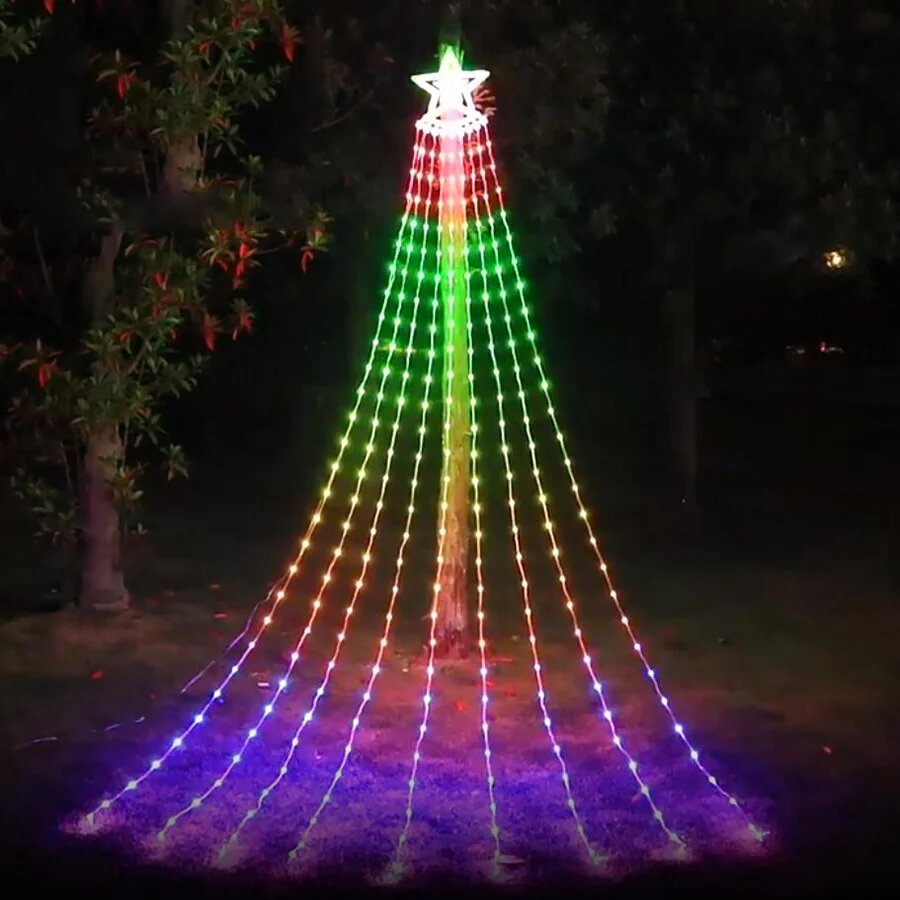 Christmas LED Waterfall Meteor Shower String Lights Smart App Control Holiday Fairy Garland Lights for Home Garden Bedroom Decor