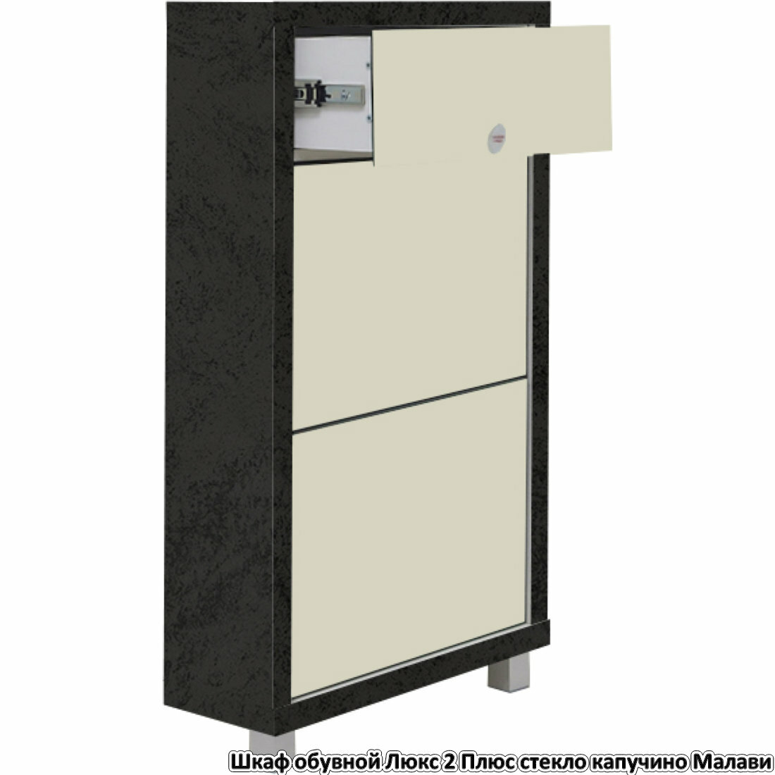 Шкаф обувной Люкс 2 Плюс стекло капучино малави, Айрон, Ш:55 см, В:91 см, Г:19 см.