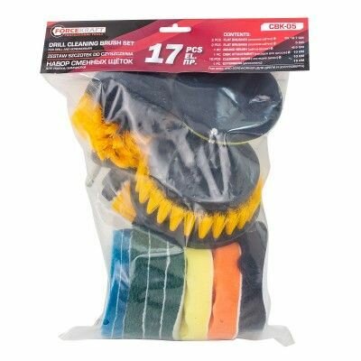 Набор сменных щеток для уборки/химчистки под шуруповерт FORCEKRAFT 17 предметов