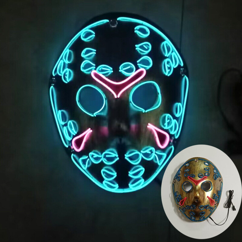 Маска "Трансграничный Хэллоуин", светодиодная, светящаяся, золотая, с розовым светом