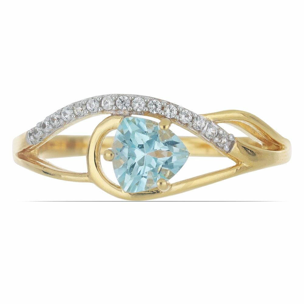 Кольцо, серебро, 925 проба, циркон, топаз