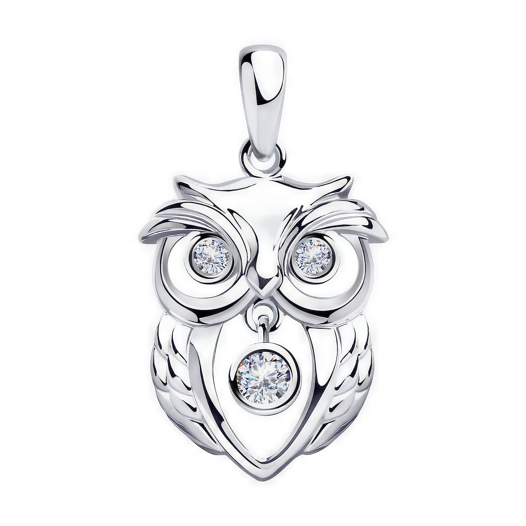 Подвеска, серебро, 925 проба, родирование, фианит