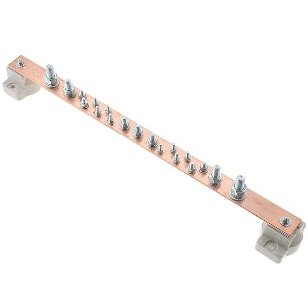 Шина N ноль на 19 присоединений медь 400А 500В на монт. плату шириной от 500мм