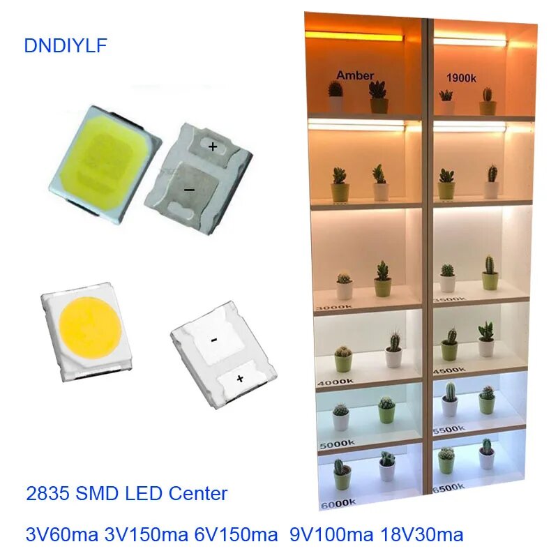 Светодиоды CNDIYLF 0.5W white led 2835 2700K