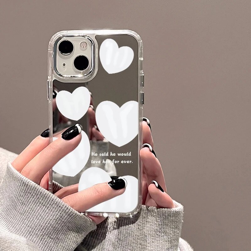 Зеркальный чехол для телефона iPhone 11, чехол для iPhone 17, 12, 13, 16, 15, 14 Pro Max XS XR, эстетический художественный чехол с буквами для макияжа, зеркальный мягкий чехол