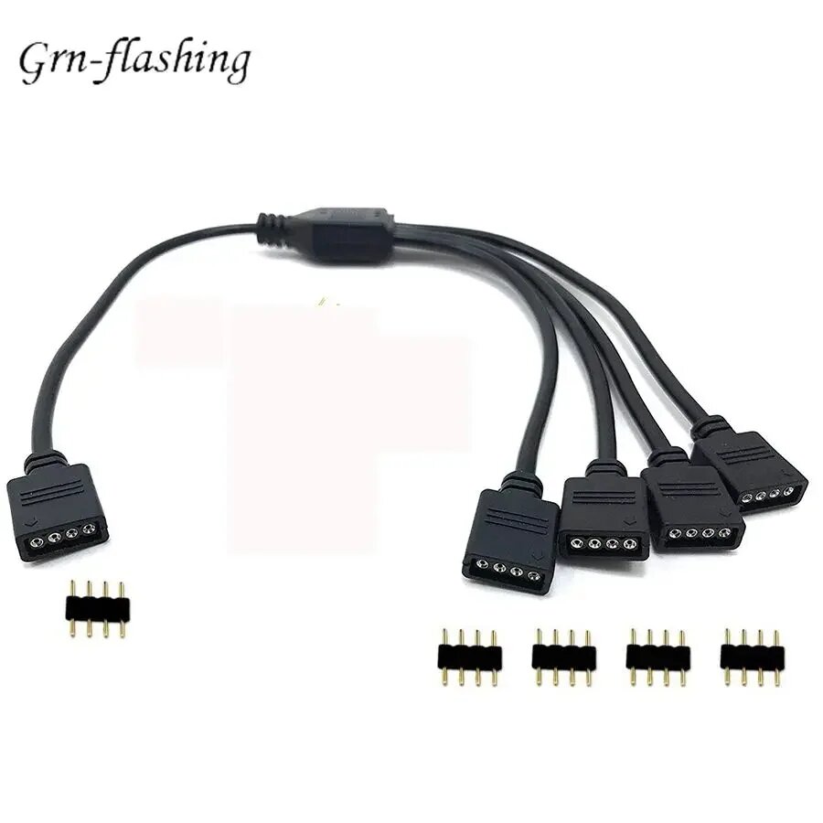 GRN-FLASHING 4-контактный разъем для светодиодной ленты RGB black 1 to 4