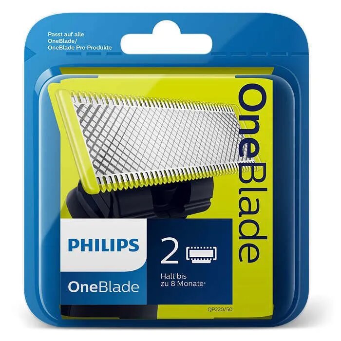 Сменные лезвия (головки) Philips QP220/80 для OneBlade и OneBlade Pro, по одному лезвию в упаковке