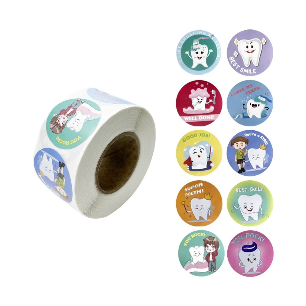 YOUYA DENTAL Милые наклейки в форме зуба 50 шт Roll Stickers