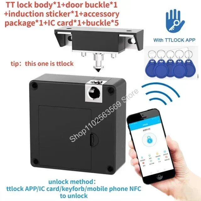 Умный замок TTlock с NFC, 1 картой, 5 ключами