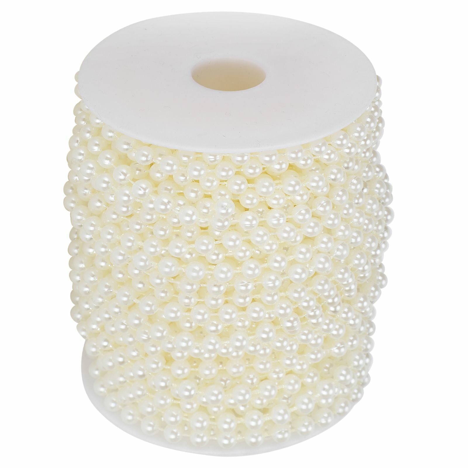 Гирлянда из бусин искусственного жемчуга 6 мм, рулон 25 метров, круглые бусины для рукоделия, аксессуаров для одежды, домашнего декора, бежевый цвет