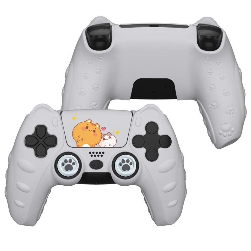 Силиконовый чехол KomoKe Lovely Cat Claw для Sony Playstation Dualsense 5 Серый, Gray