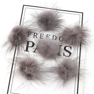 Помпоны из норки Diy 2,5/3/4 см Белый, gray, 4cm 5pcs