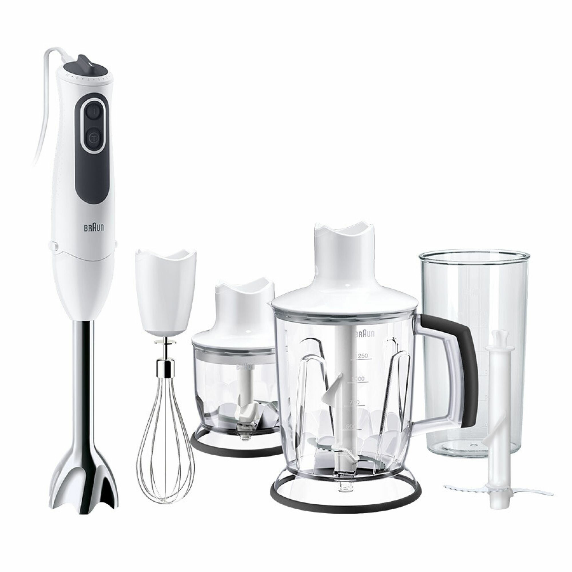 Блендер погружной Braun (Браун) MultiQuick 3 MQ3145WH Aperitive, измельчитель, для смузи, с чашей и венчиком, белый