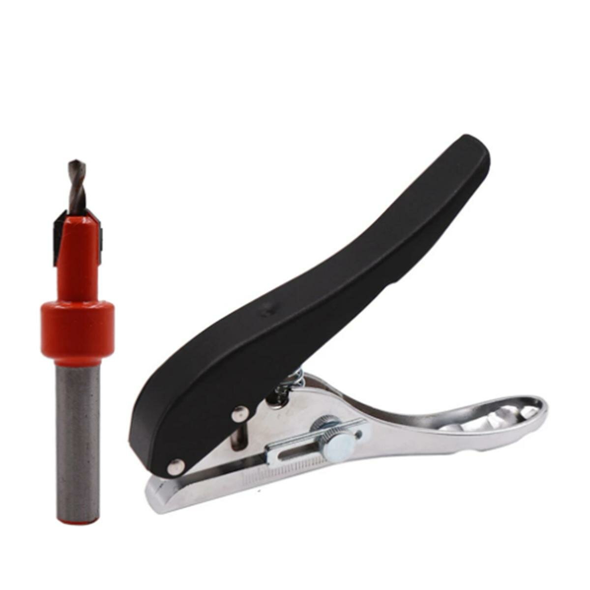 Набор из 2 дыроколов для картона, плоскогубцы для пробивки кромок, заглушка для шурупов с зенковкой, регулируемое положение сверла 2,8 мм
