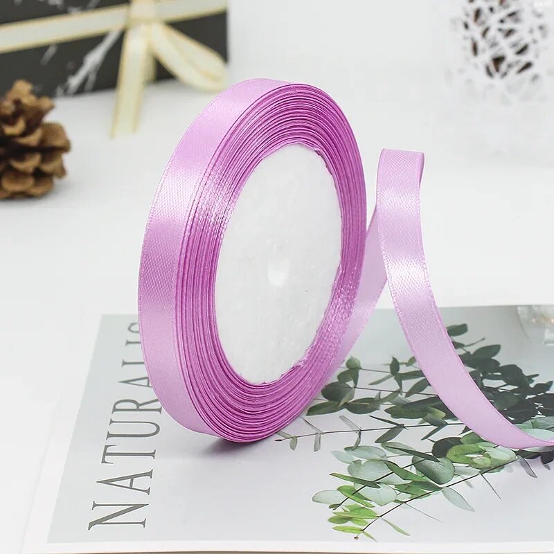 Атласная лента 10 мм, цвет 45Pink Purple, 25 ярдов