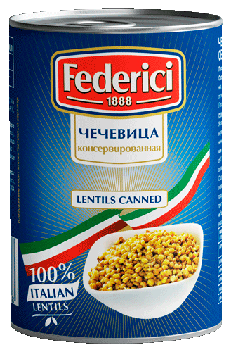 Чечевица FEDERICI консервированная Lentils canned /ж/б ключ/ 425мл