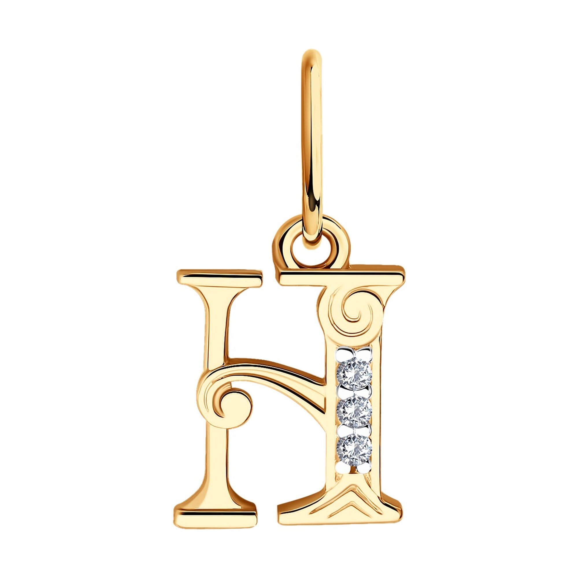 Подвеска, красное золото, 585 проба, фианит