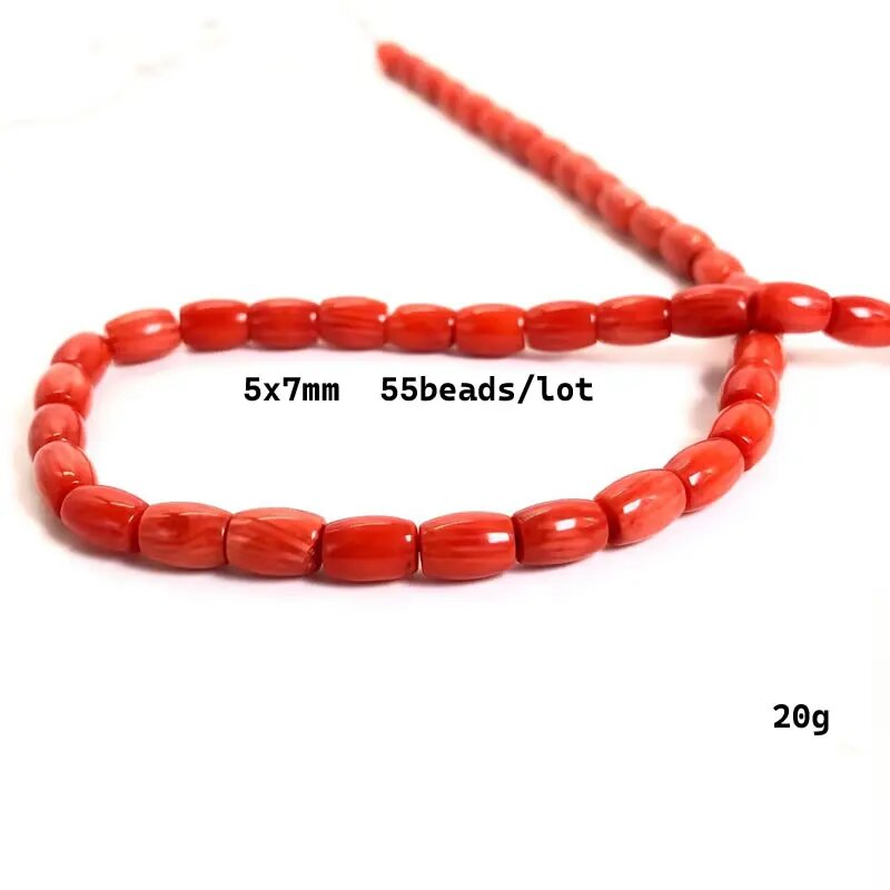 Красные коралловые бусины 5x7mm, 55шт/лот